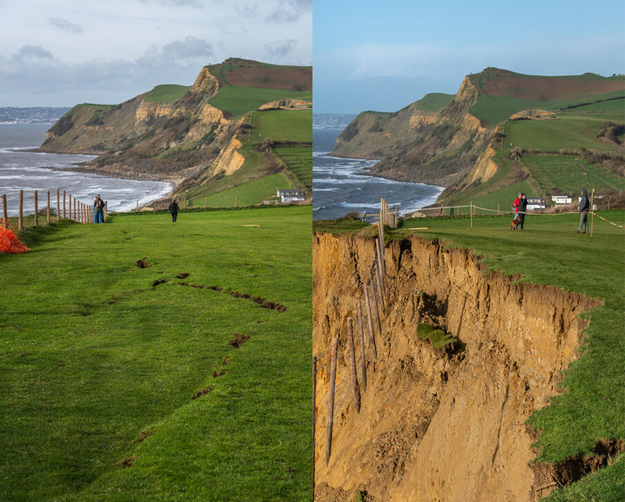 Cliff fall near Highlands End Holiday Park - WDLH